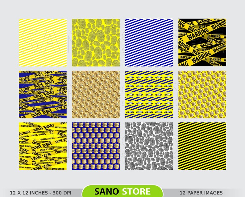 Police Scrapbook Digital Paper Pack Craft Printable Backgrounds ...