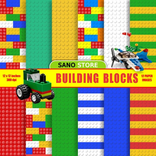Building Blocks Scrapbook Printable Paper Digital Paper - Etsy