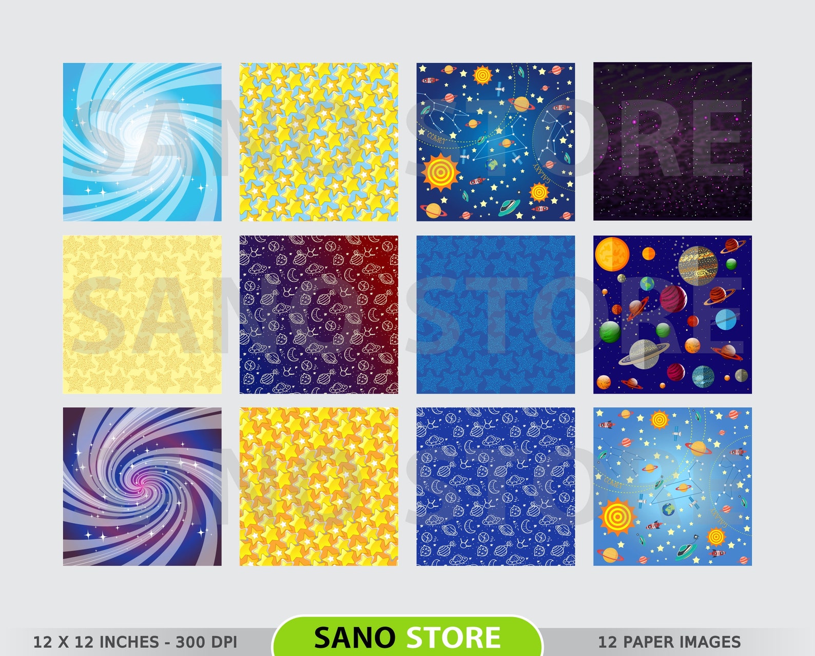 Galaxy Universe Space Stars Planets Cosmic Scrapbook Digital Paper Pack ...