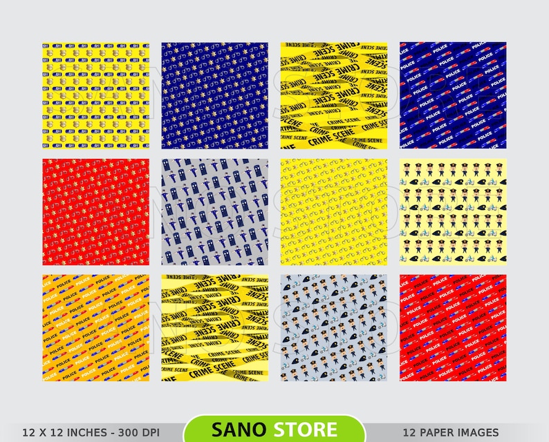 Police Fingerprint Scrapbook Digital Paper Pack Craft Printable ...