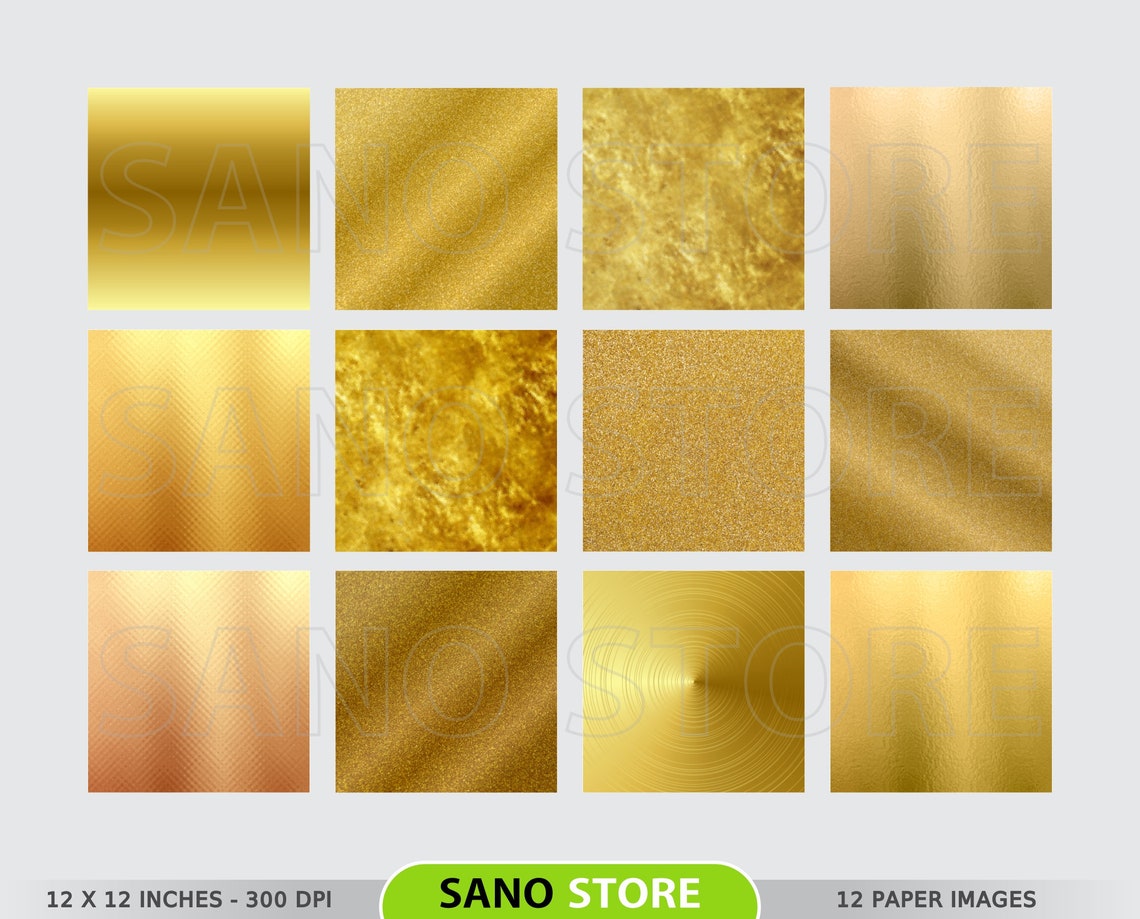 Gold Digital Paper, Scrapbook Paper, Gold Metal, Gold Texture, Digital ...