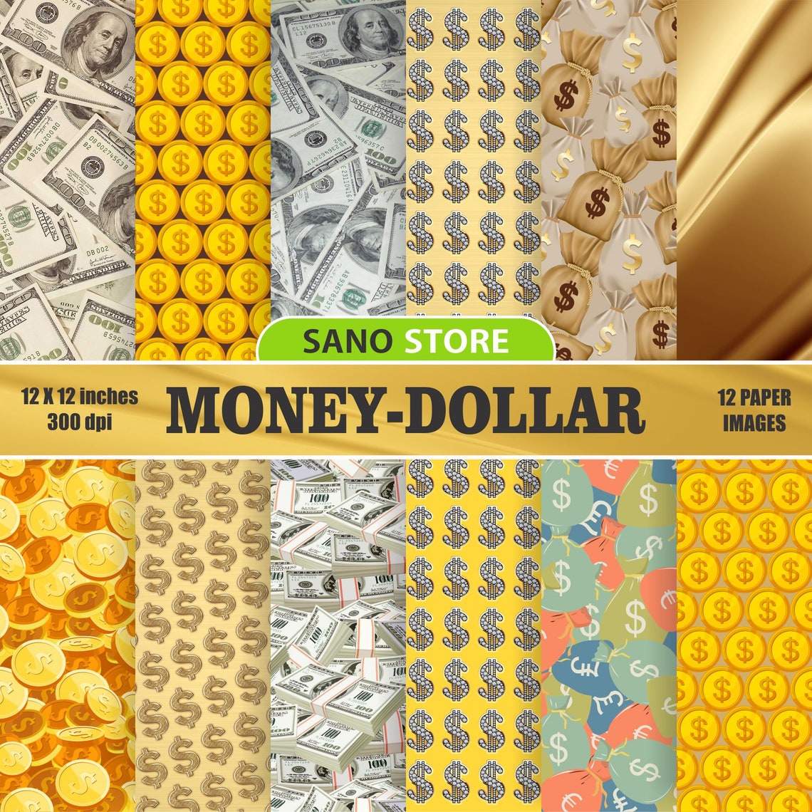 Money, Dollar, Gold, Euro,backgrounds Craft Scrapbook Digital Paper ...