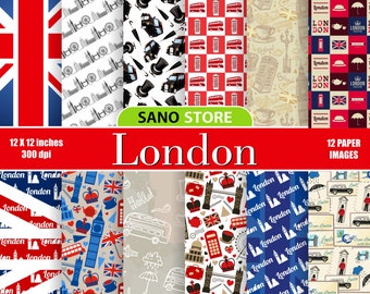 London, London Icons, Patterns, , Printable Digital Paper Pack. - Etsy ...