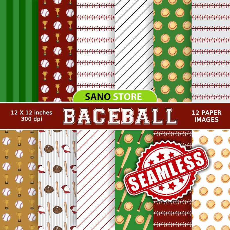 Baseball Digital Paper, Game Day Digital Paper, Baseball Player ...