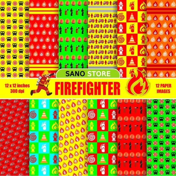 Firefighter Hero Scrapbook Digital Paper Craft Printable | Etsy
