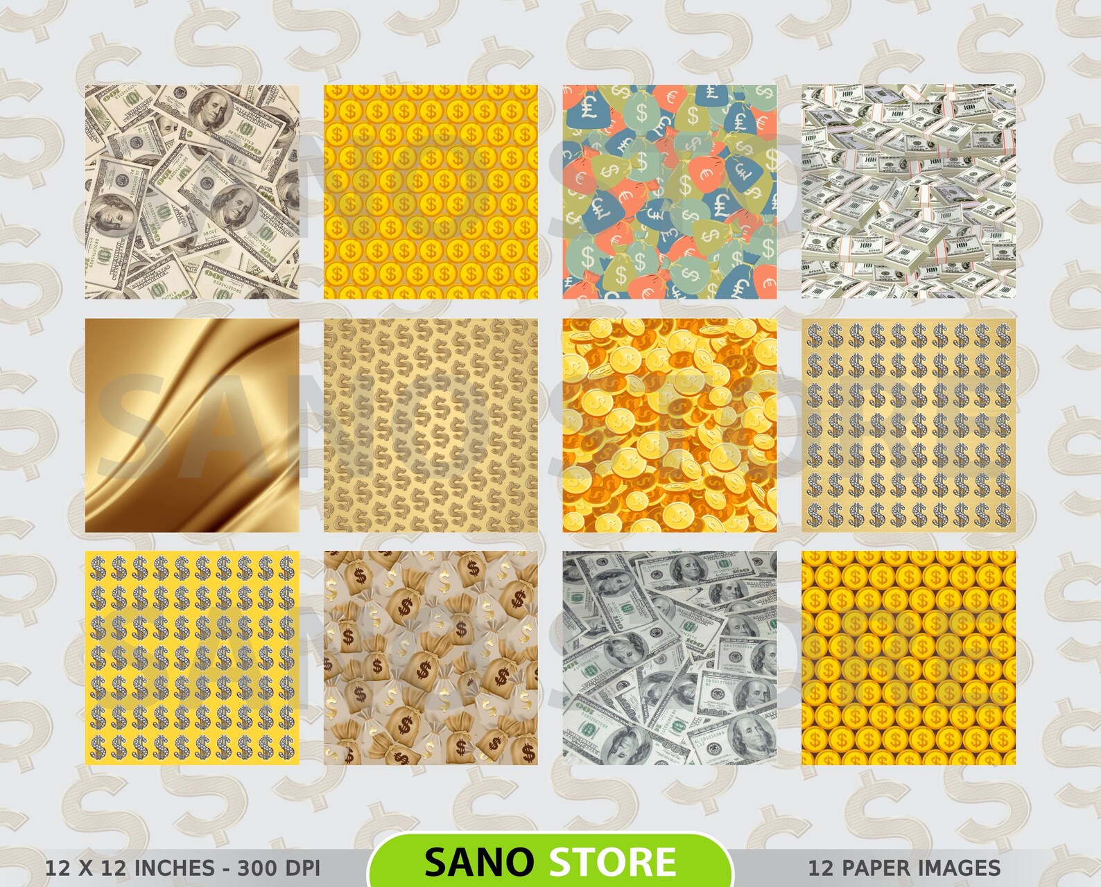 Money, Dollar, Gold, Euro,backgrounds Craft Scrapbook Digital Paper ...