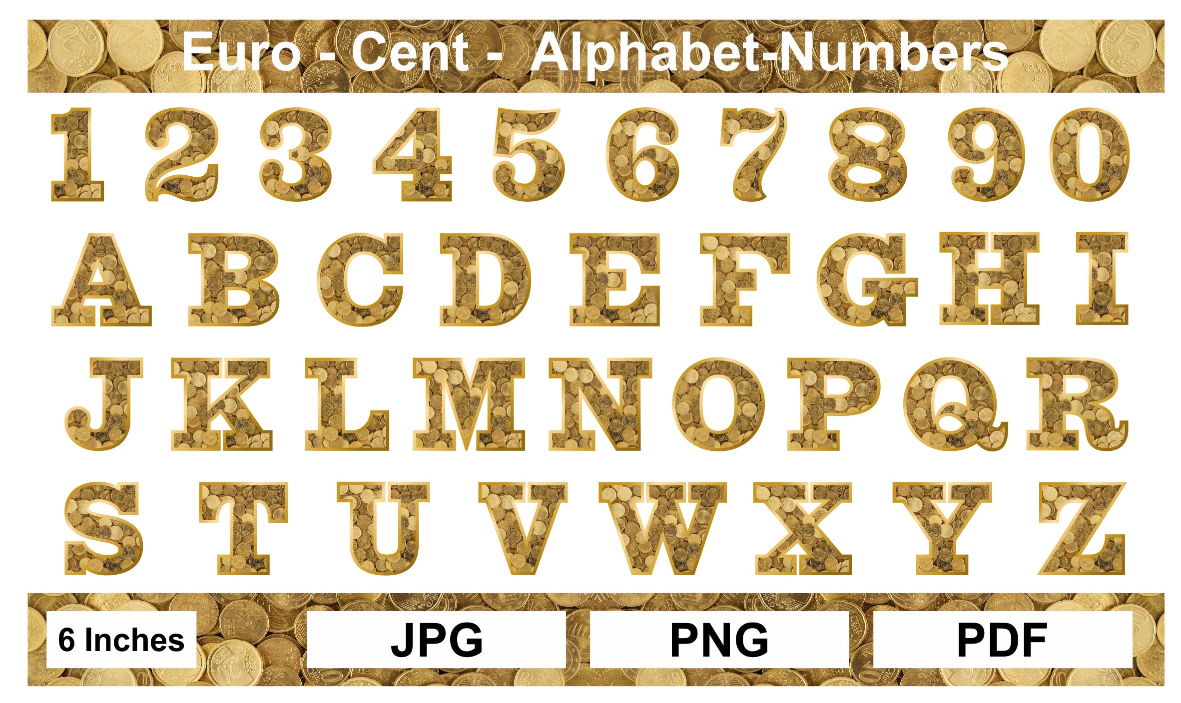 Euro, Cent, Money, Gold, Printable Papers, Font Pdf, Png, Jpg, Alphabet ...
