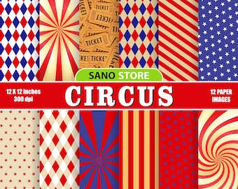Circus Digital Paper | Etsy