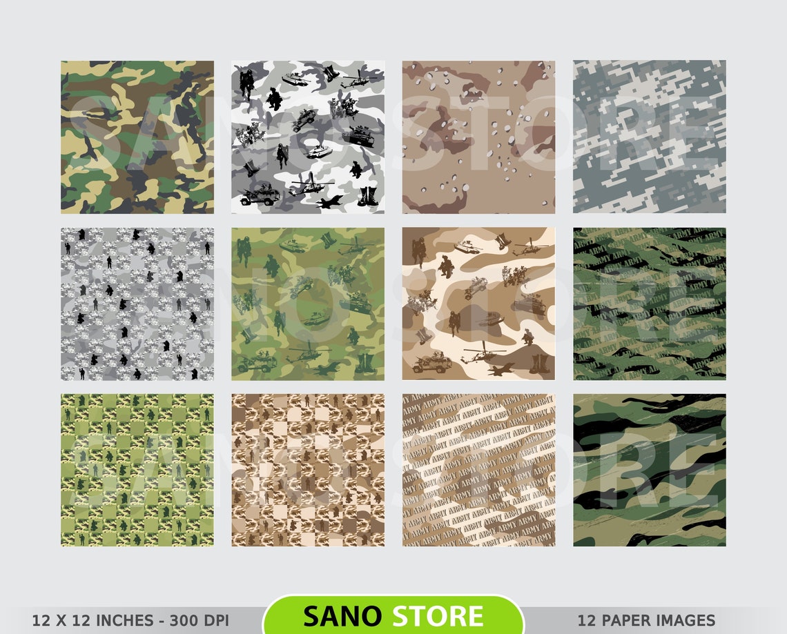 Army, Military, Camouflage, Background, Scrapbook Digital Paper Pack ...