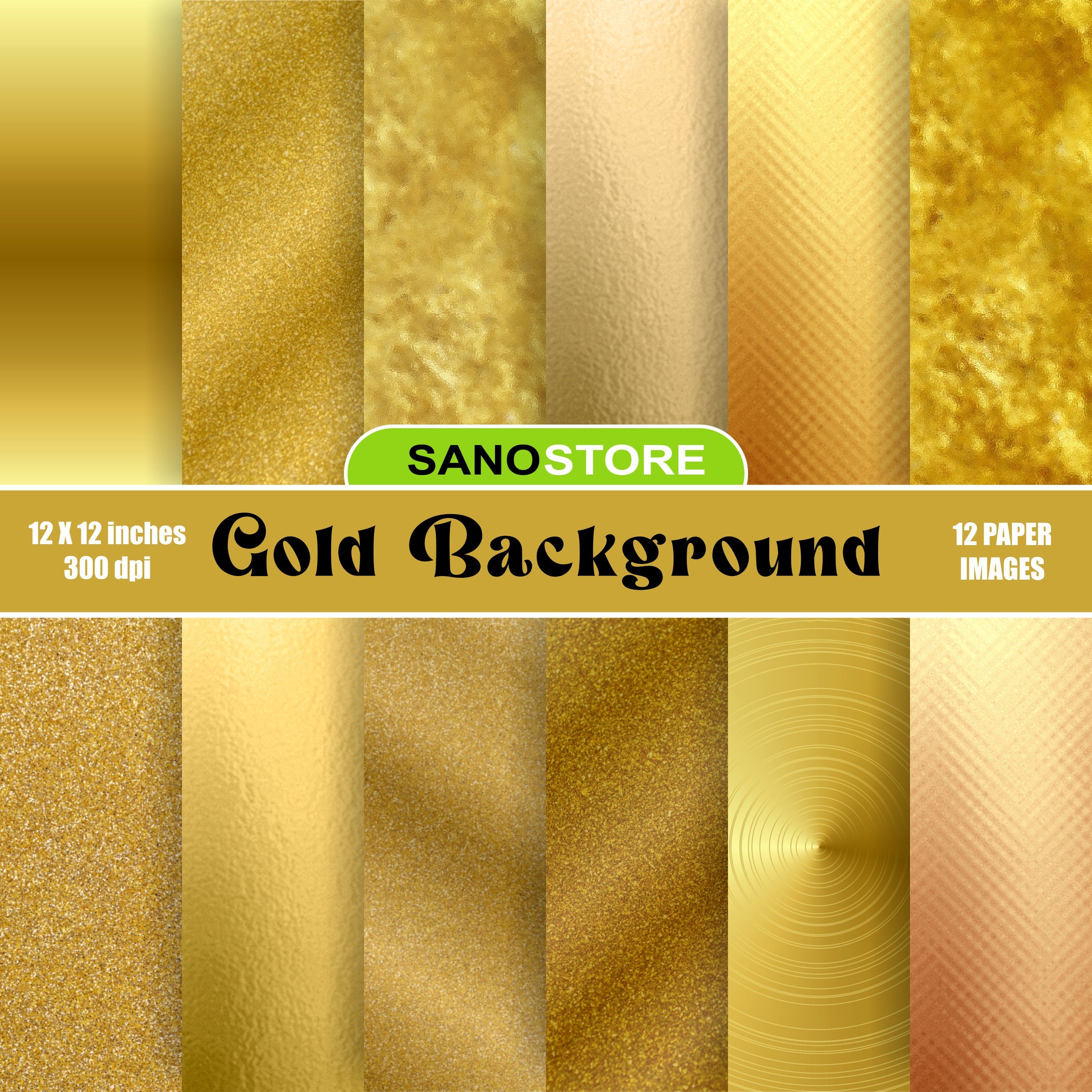 Gold Digital Paper, Scrapbook Paper, Gold Metal, Gold Texture, Digital ...