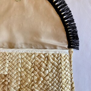 SHIPS FREE Tassel Fringe Trim Straw Clutch Purse, Boho Straw Handbag ...