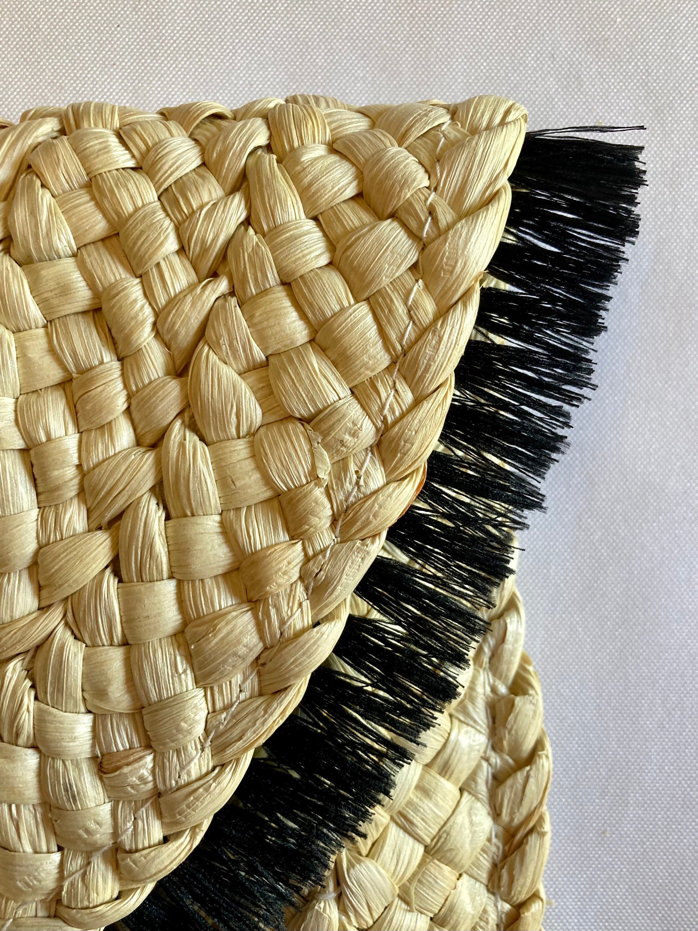 SHIPS FREE Tassel Fringe Trim Straw Clutch Purse, Boho Straw Handbag ...