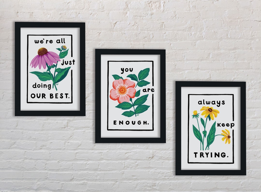 Kinder Reminders Botanical Giclée 5 X 7 Prints Set of 3 - Etsy