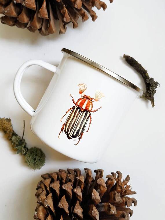 Insect tin mug Insect Campfire mug bug mug enamel vintage | Etsy