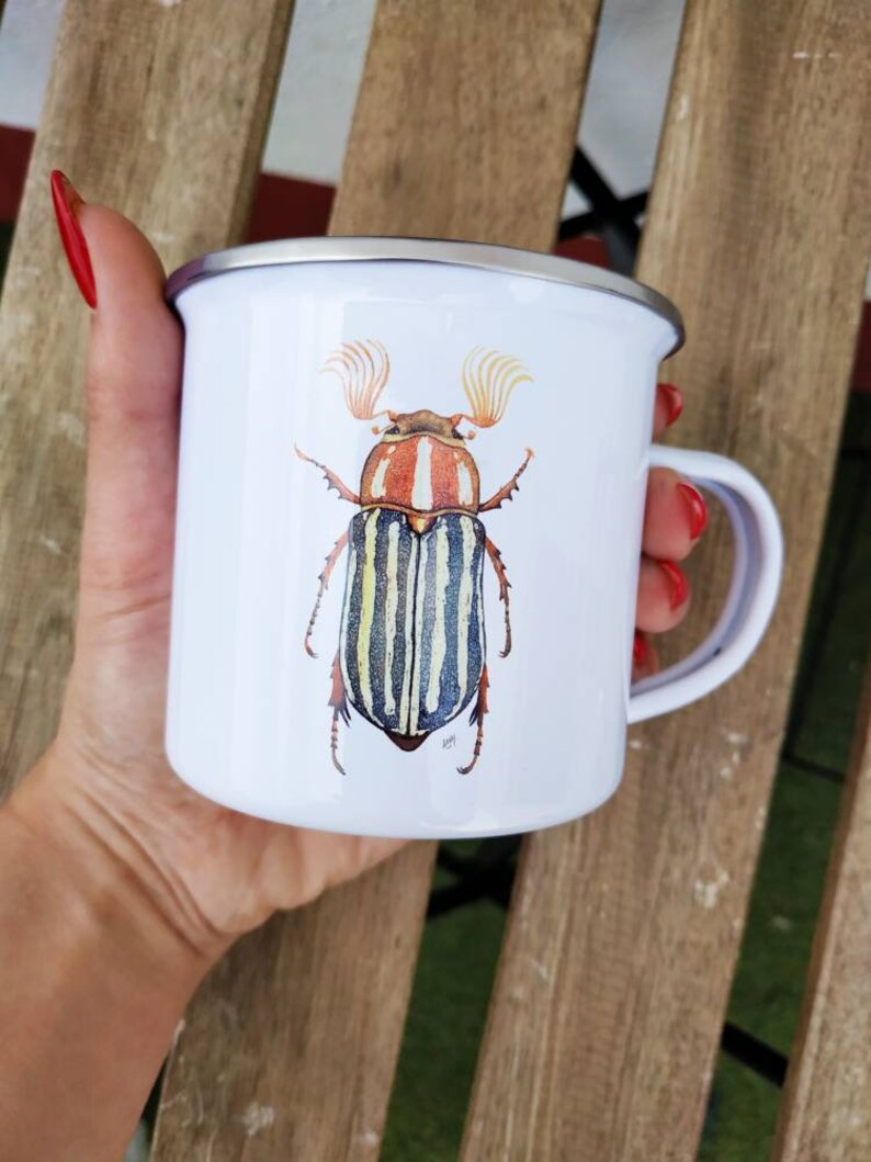 Insect tin mug Insect Campfire mug bug mug enamel vintage | Etsy