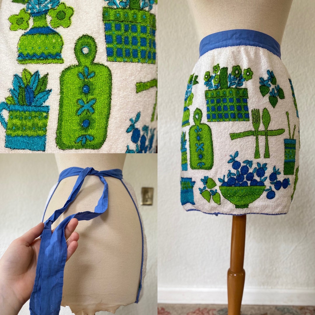 Vintage Rare Cannon Terrycloth Half Waist Apron MCM 70s 60s Groovy ...