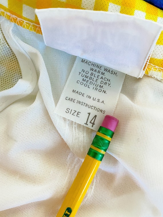 Vintage 1970s Jantzen Super Cute Yellow & White Plaid… - Gem