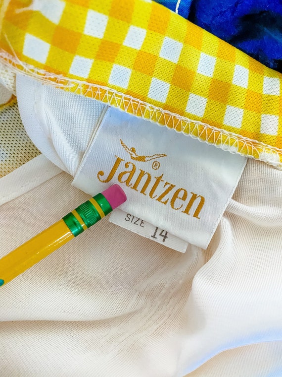 Vintage 1970s Jantzen Super Cute Yellow & White Plaid… - Gem