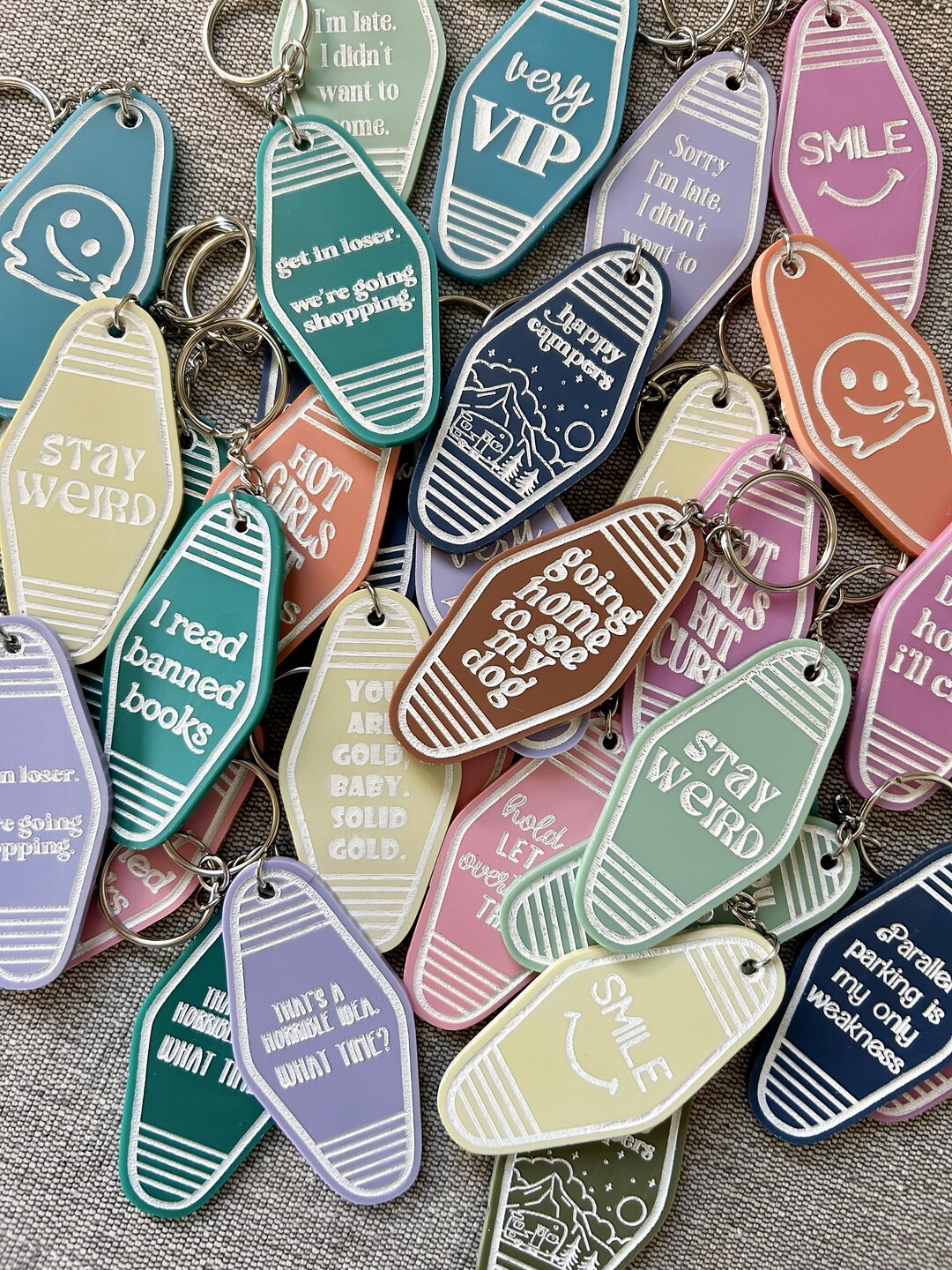 Motel Style Acrylic Keychains - Etsy