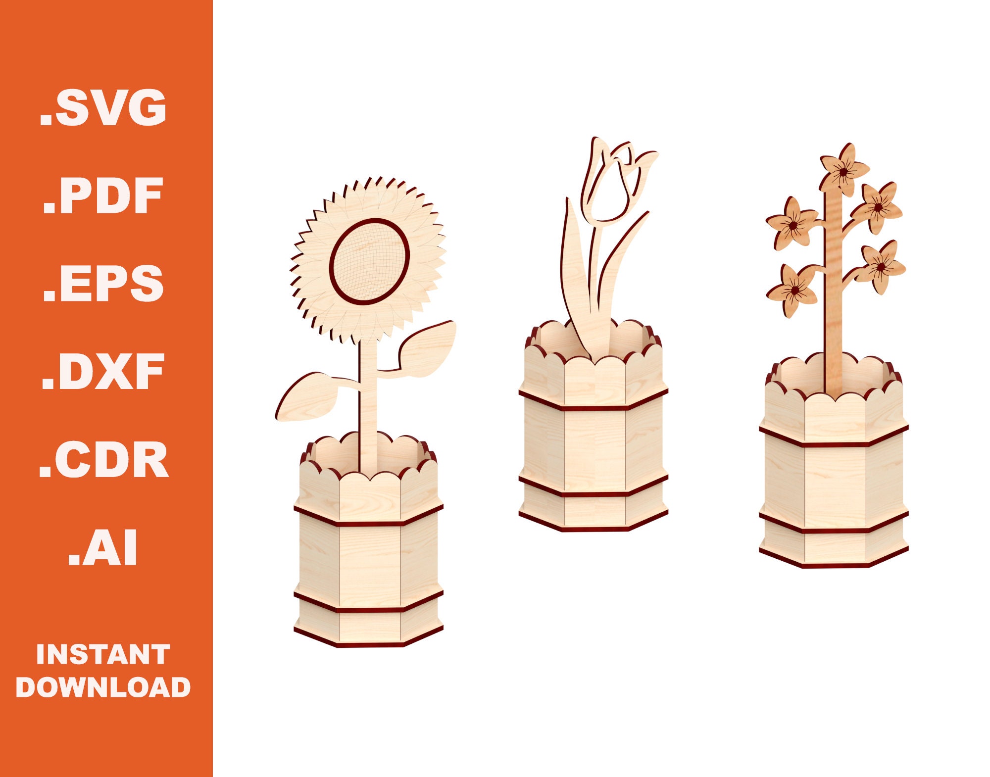 Flower Pot/ Laser Cut Files / Instant Downloadable - Etsy
