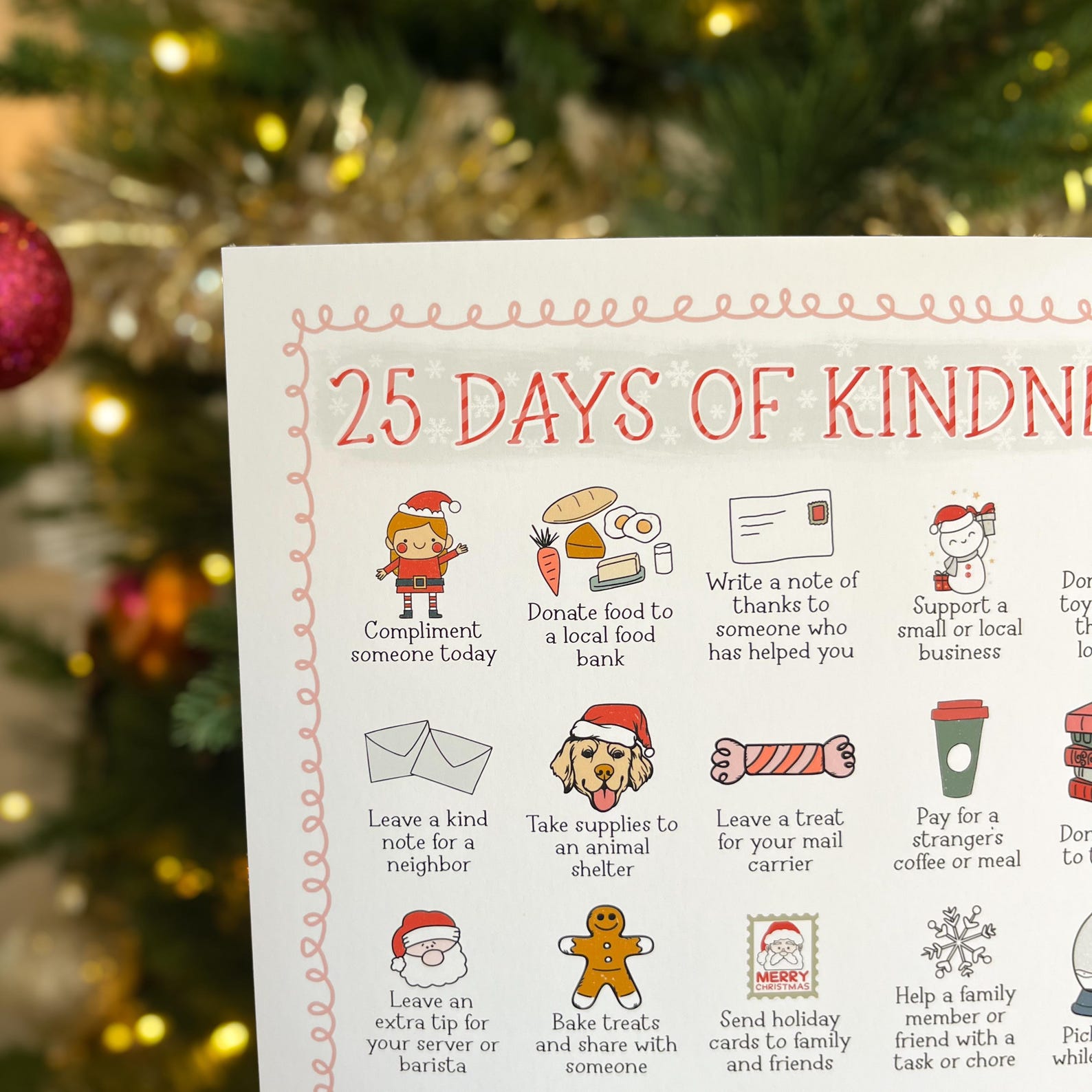 25 Days of Kindness - Christmas Holiday Kindness / Giving / Calendar ...