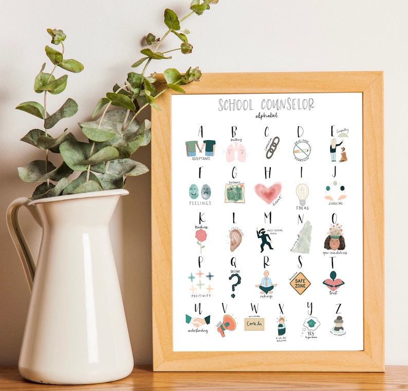 School Counselor Alphabet Print Counseling Gift ABC Office - Etsy