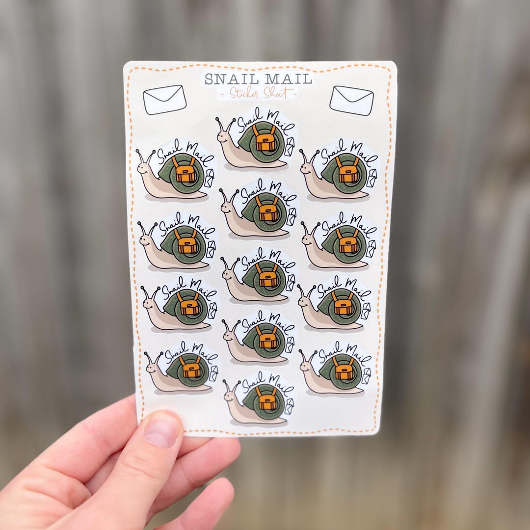 Snail Mail Sticker Sheet - Cute Snail Stationary Stickers - Envelope ...