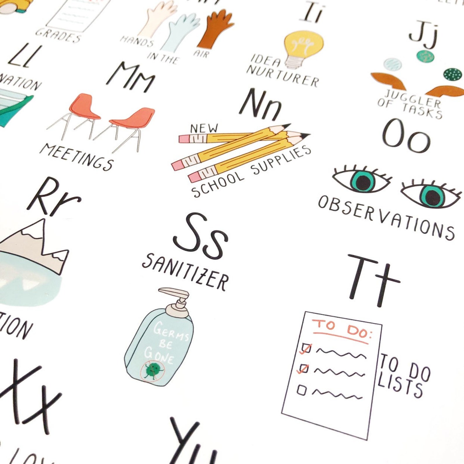 Middle School Teacher Alphabet Print - Teacher Gift Classroom Decor - Etsy