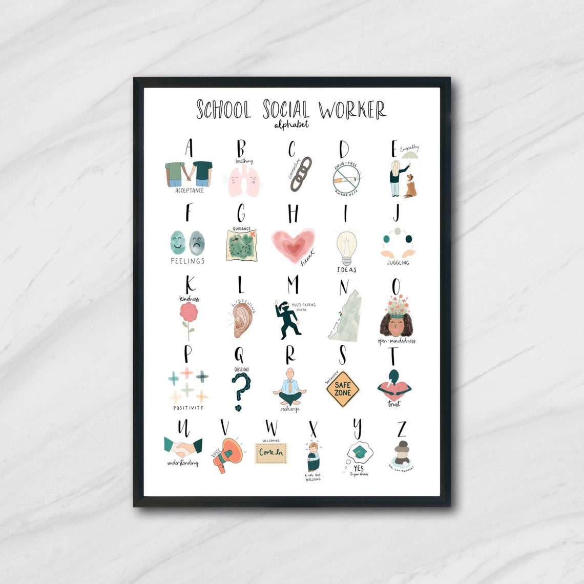 School Social Worker Alphabet School Social Worker Gift | Etsy