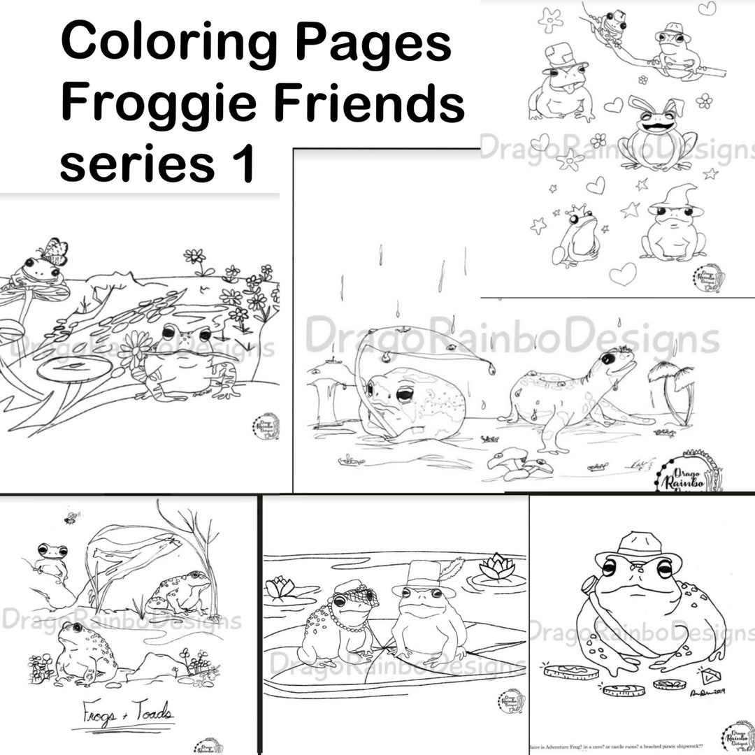 Coloring Pages, Froggy Friends, Series 1, Coloring Book Page Bundle Pdf ...
