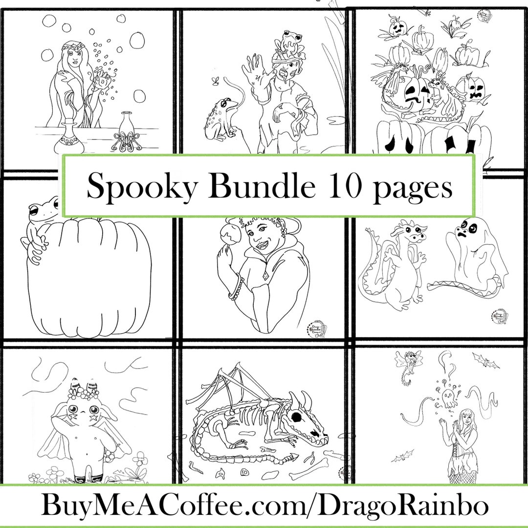 Spooky Coloring Pages Fall 2022 Coloring Book Page Bundle Pdf Printable ...