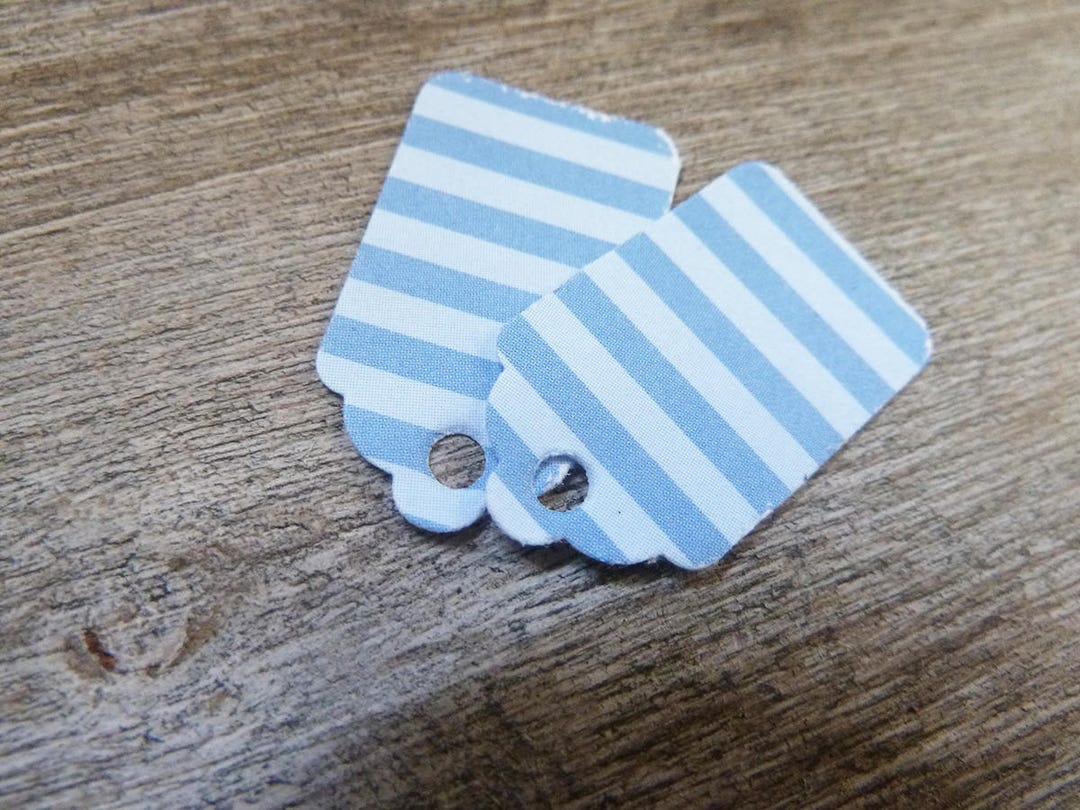 Set of 50 Small Labels Striped Blue - Etsy