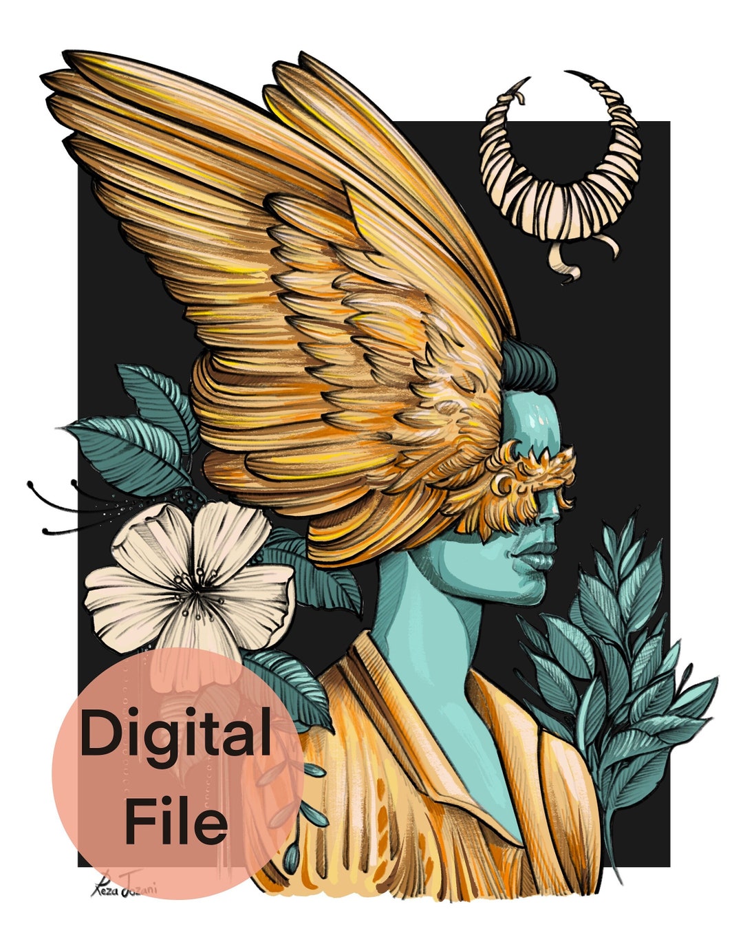 Girl With Wings Mask Printable Wall Art - Etsy