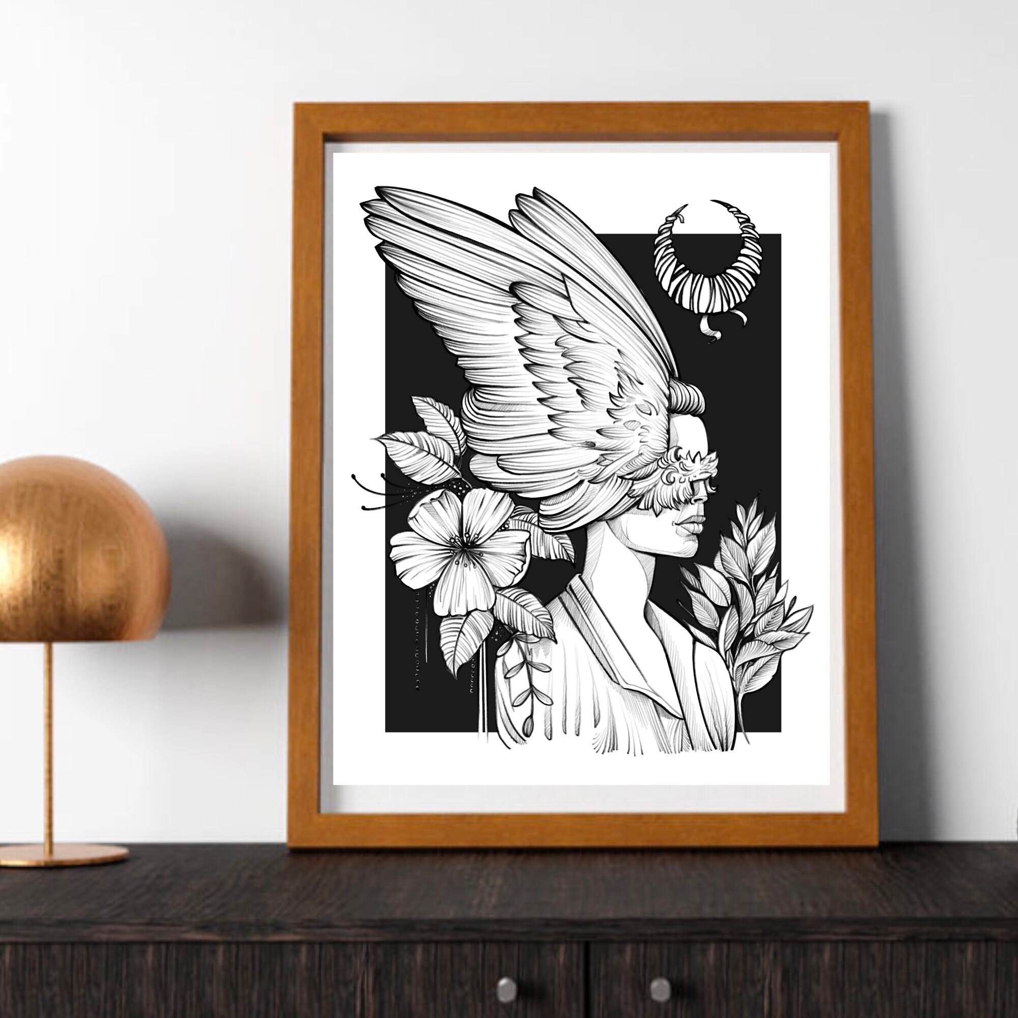 Girl With Wings Mask Printable Wall Art - Etsy