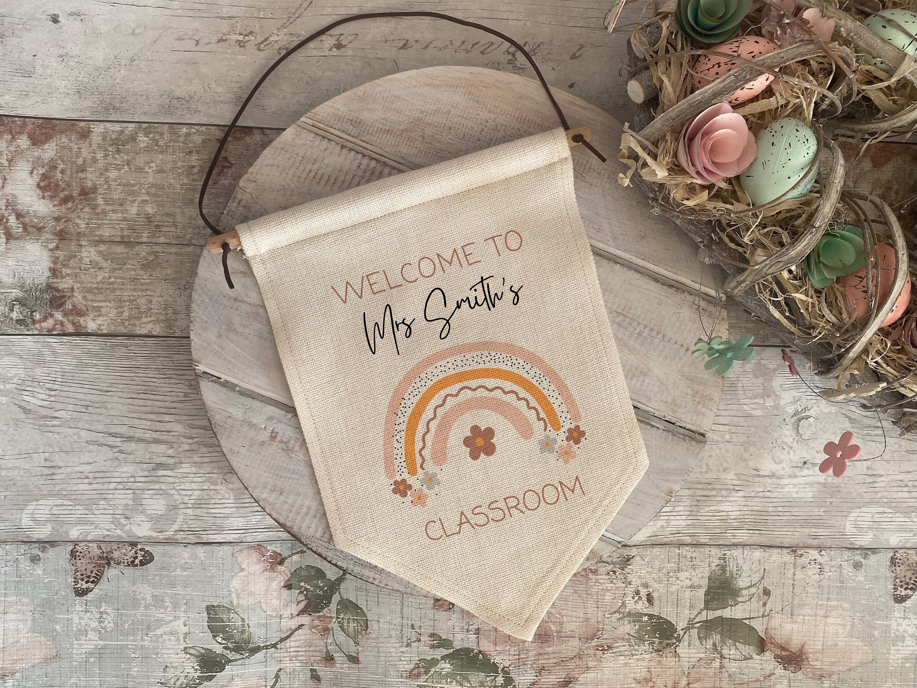 Personalised Classroom Flag, Teacher Gifts, Teacher Classroom Gift ...