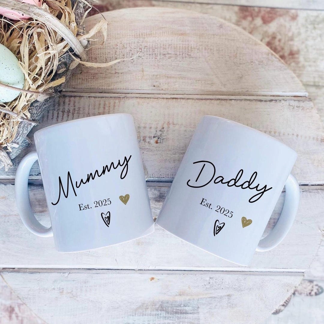 New Mum and Dad Mugs, Mummy and Daddy Mug Set, Mum to Be, Dad to Be ...