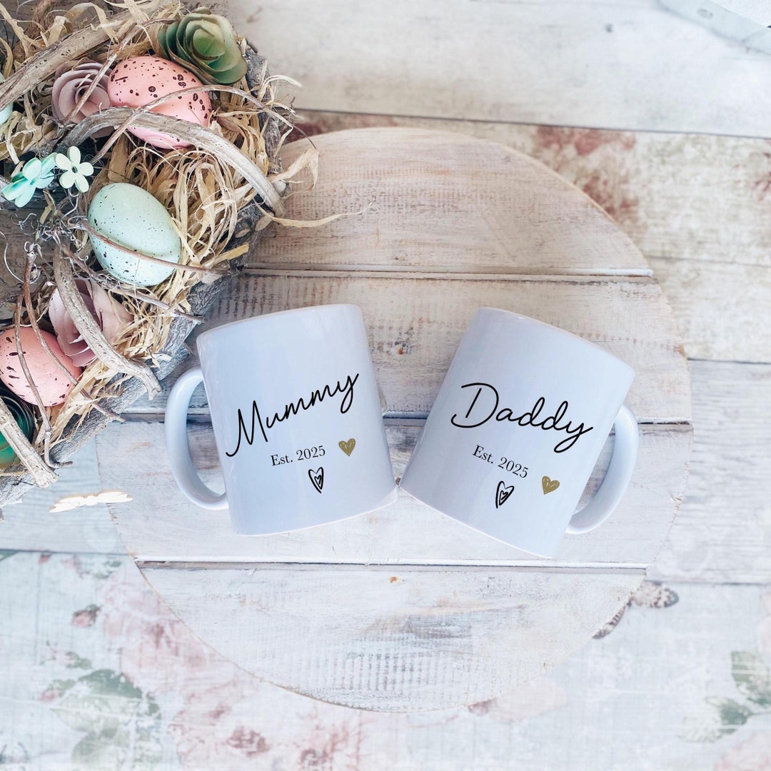 New Mum and Dad Mugs, Mummy and Daddy Mug Set, Mum to Be, Dad to Be ...