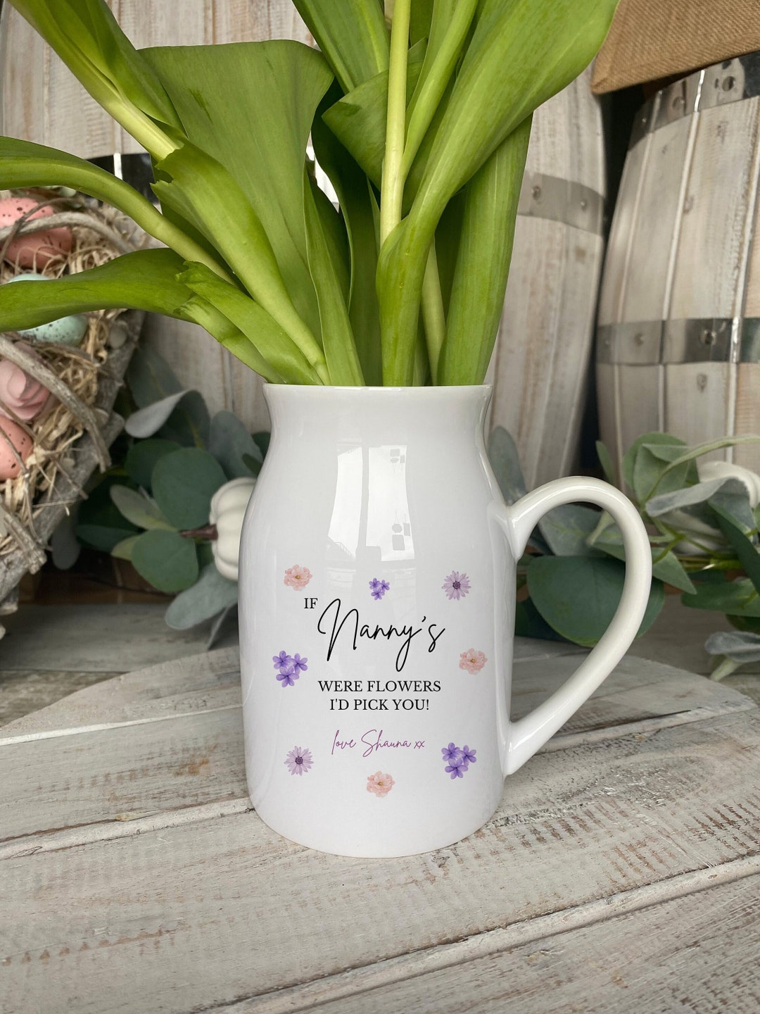 Personalised Mothers Day Flower Jug, Mothers Day Vase, If Nanny's Were ...