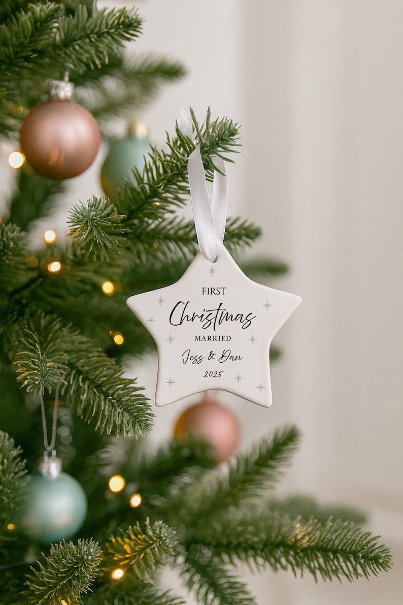 Personalised First Christmas Married Ornament - Mr & Mrs Bauble - Etsy UK
