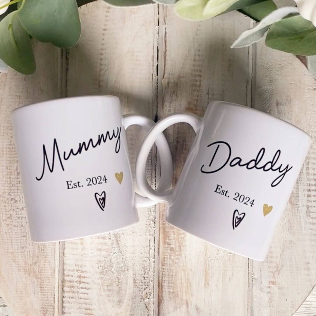 New Mum and Dad Mugs, Mummy and Daddy Mug Set, Mum to Be, Dad to Be ...