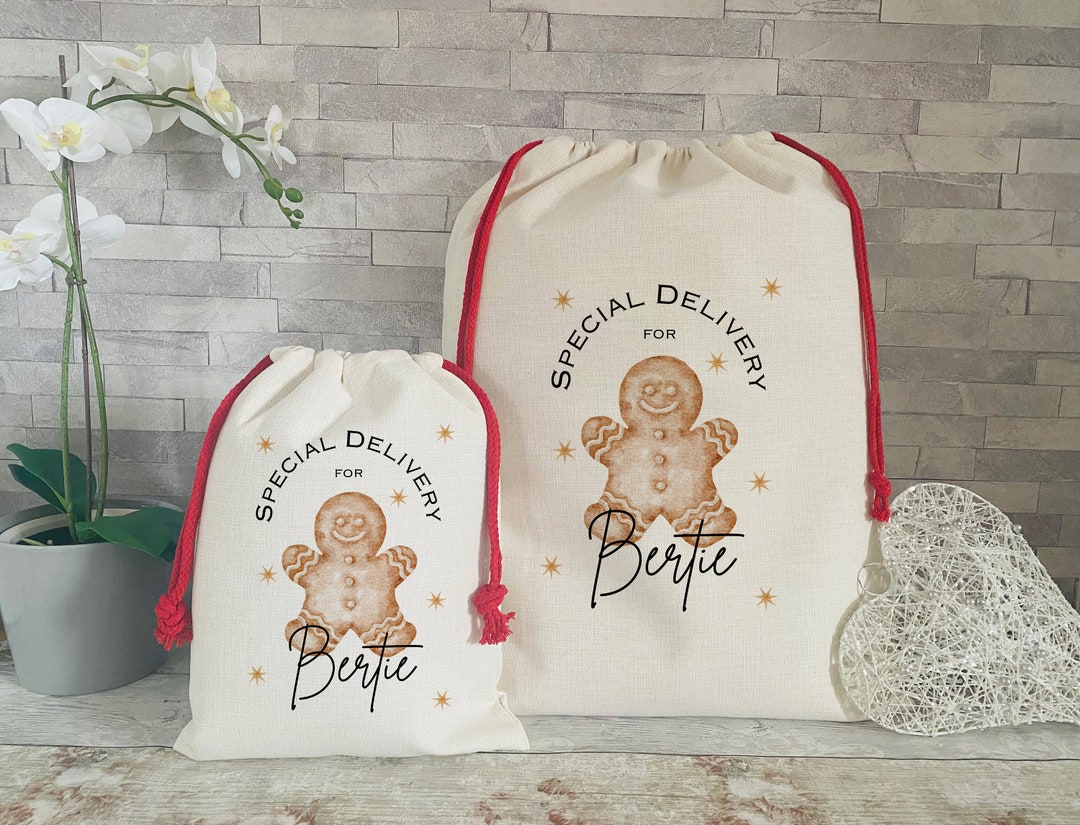 Personalised Gingerbread Man Christmas Sack, Christmas Eve Bag, Santa ...