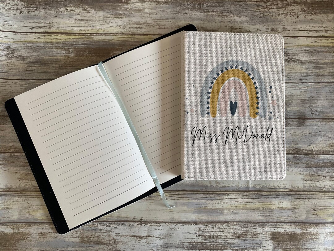 Personalised Teacher Notebook, Teacher Gifts, Linen Notebook, Teacher ...