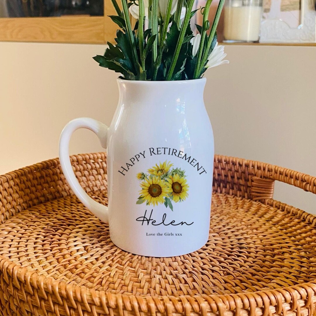Personalised Retirement Vase: Happy Retirement Gift for Colleague or ...
