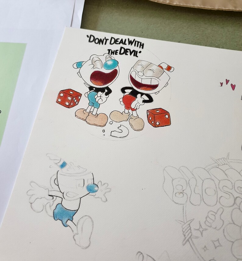 The Cuphead Show' Limited Edition* Original Fan-art, 9 X 12 " Tattoo ...