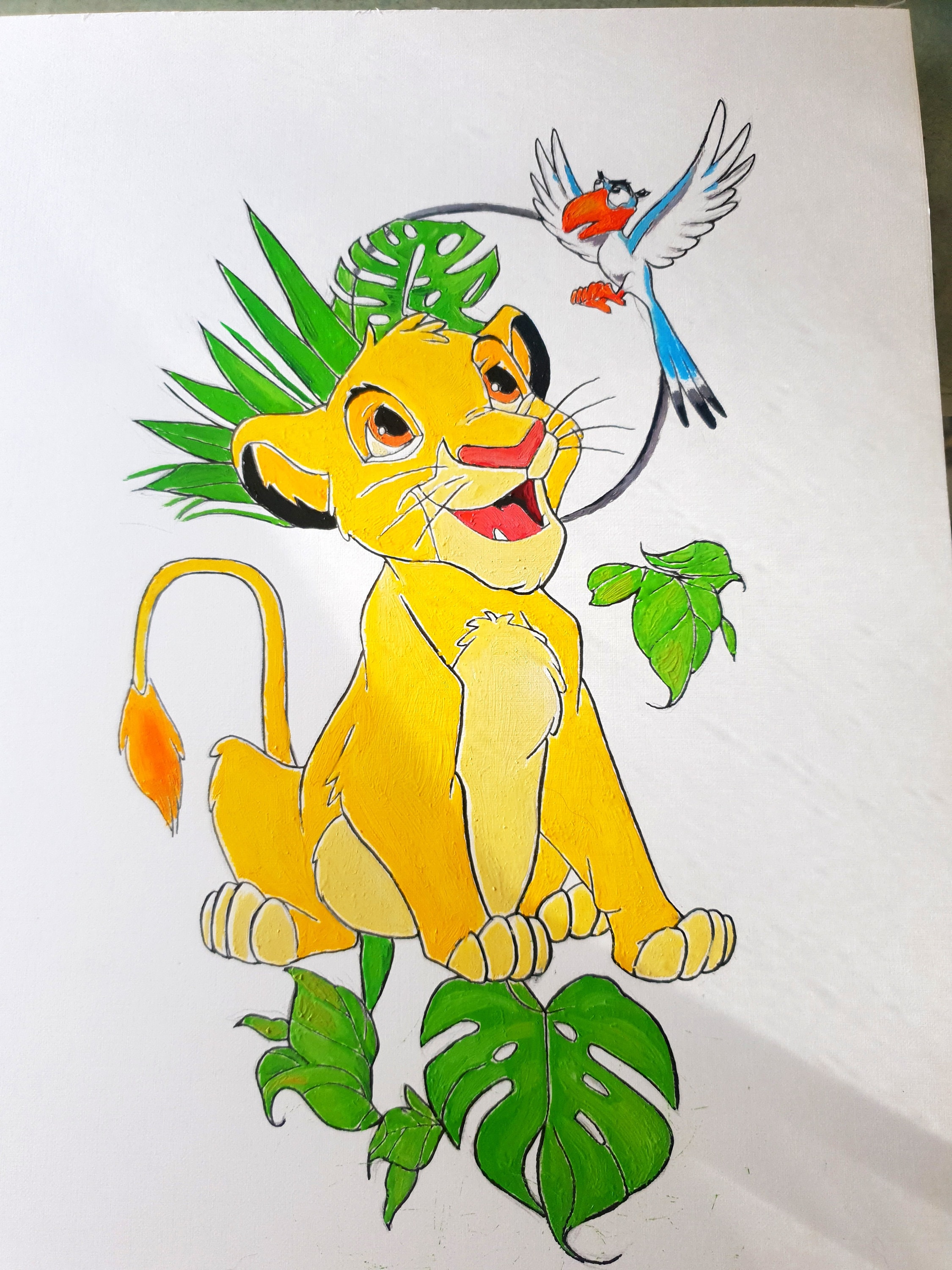 Lion King Simba Drawing On Tree Tattoo