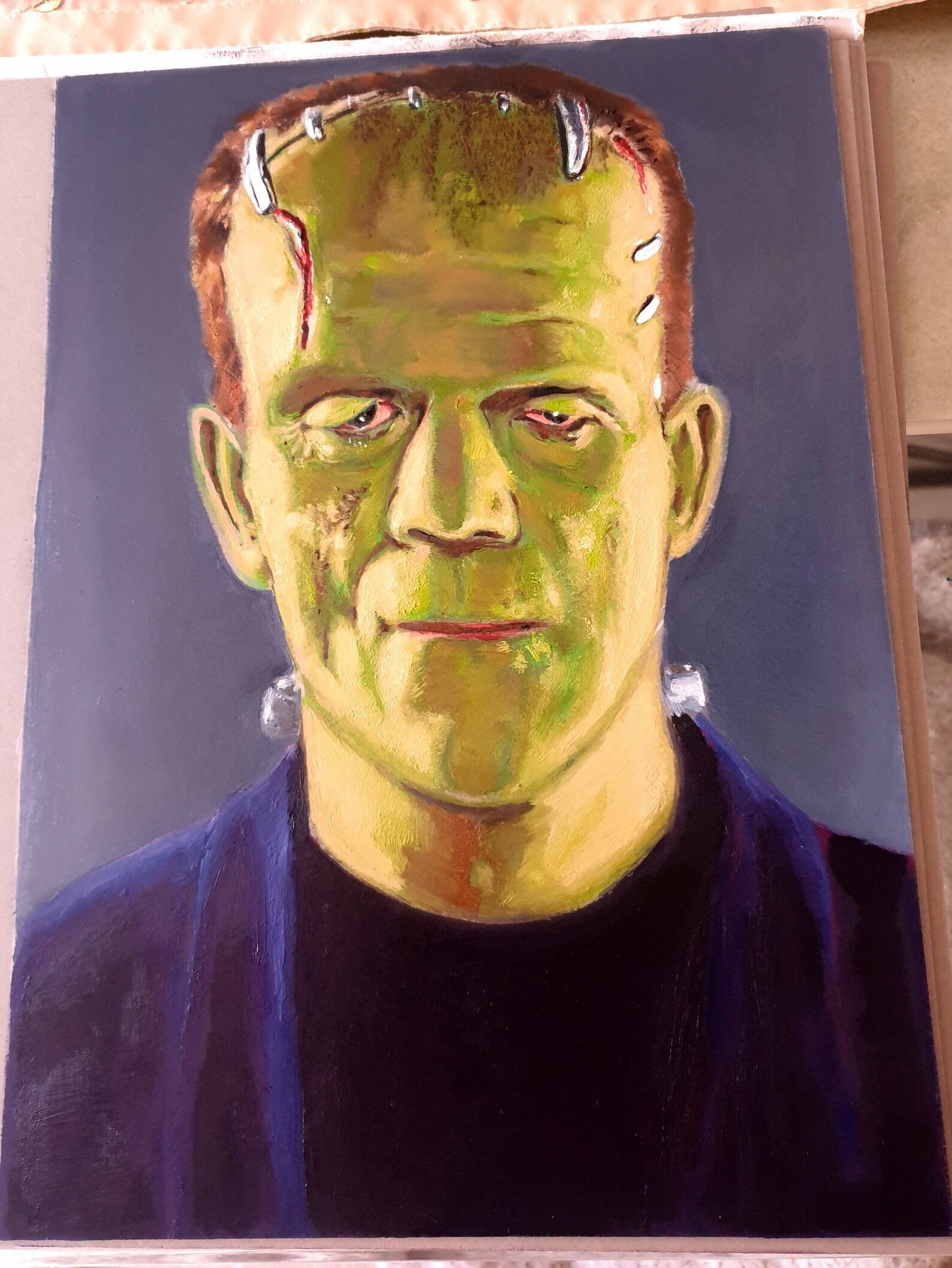 FRANKENSTEIN Monster Original Artwork Oil Painting A4 - Etsy