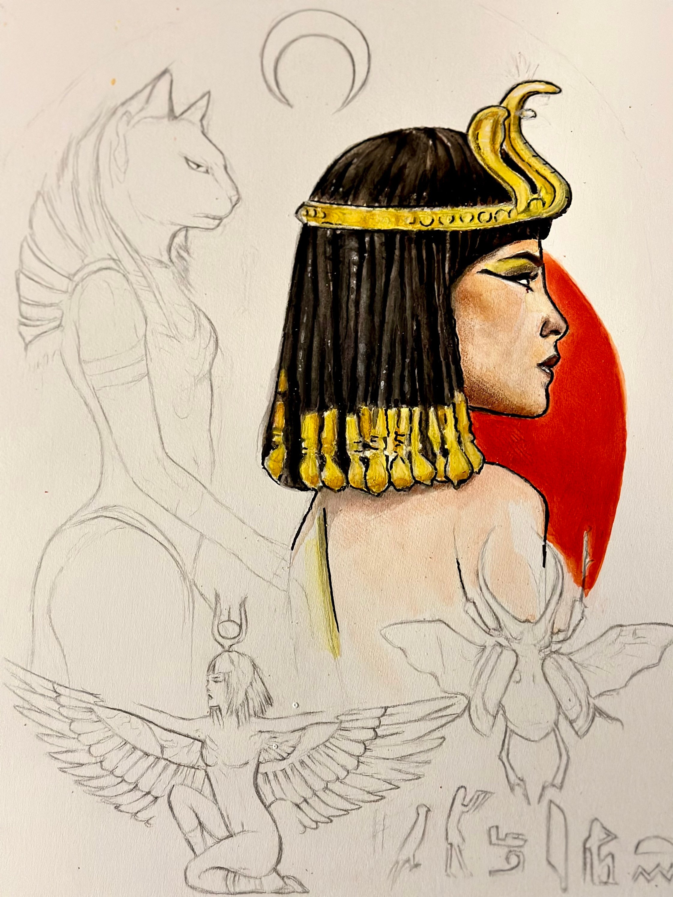Queen Cleopatra Original Concept Artwork Drawing Illustration Tattoo ...