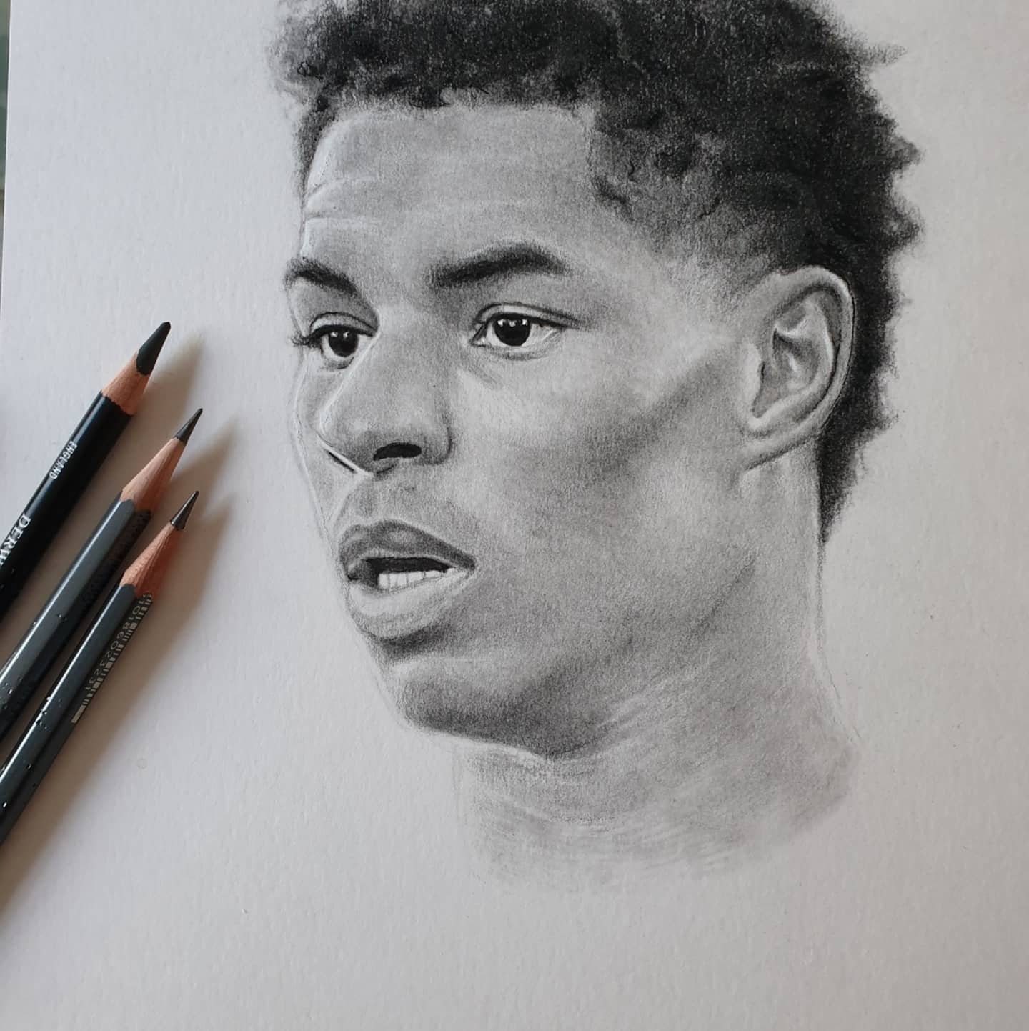 Marcus Rashford.. Man. Utd.. Original Charcoal Pencil Drawing - Etsy