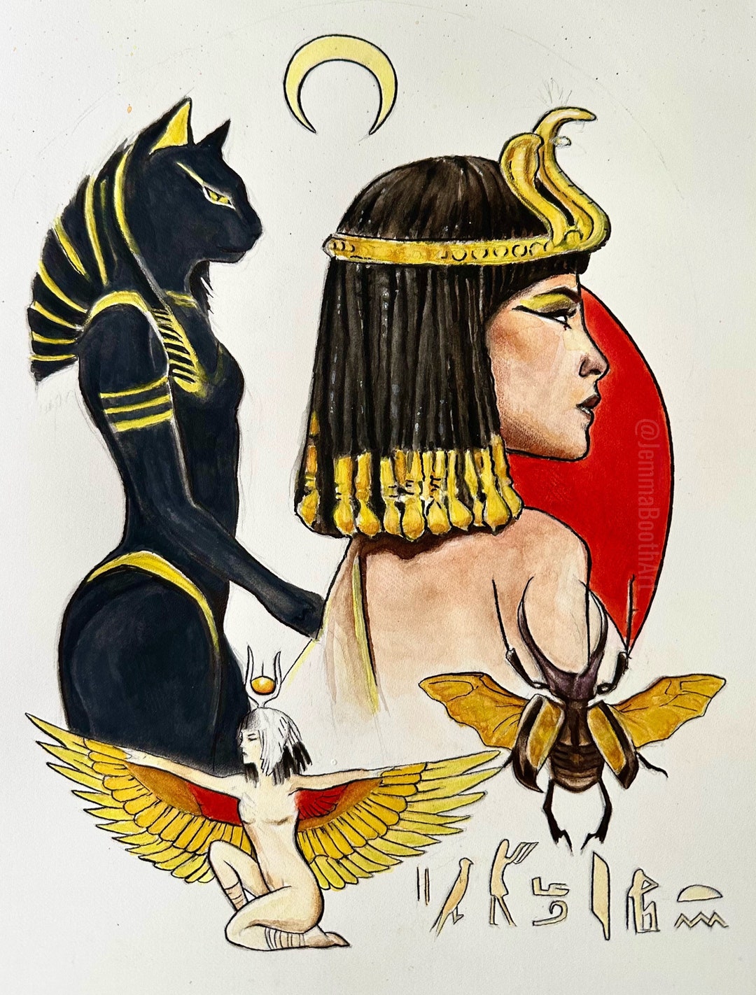 Queen Cleopatra Original Concept Artwork Drawing Illustration Tattoo ...