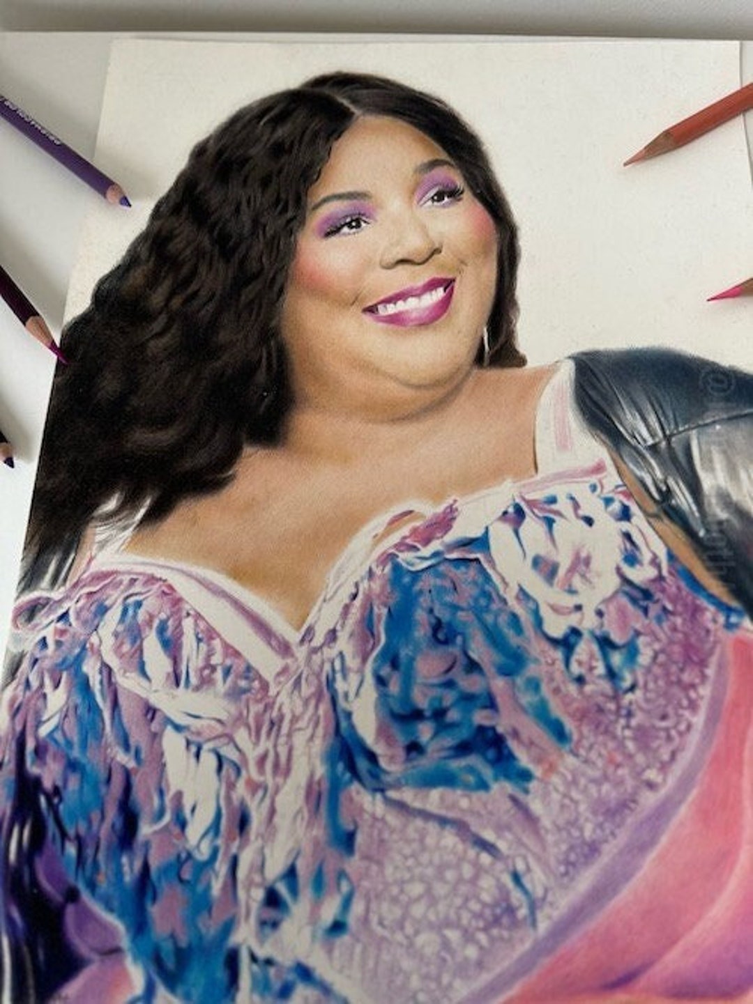 LIZZO Original Coloured Pencil Drawing, Fan-art A3 - Etsy